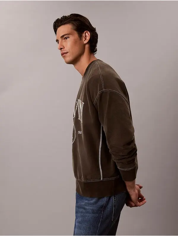 Calvin Klein Terry Logo Graphic Relaxed Sweatshirt - Dark Coffee