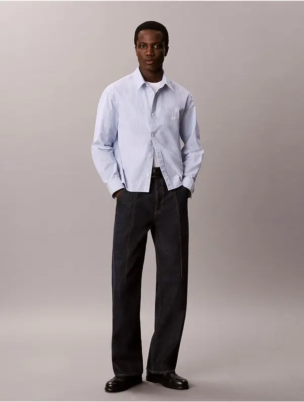 Calvin Klein Yarn-dyed Stripe Oxford Relaxed Shirt - Winter Blue
