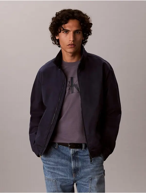 Calvin Klein Cotton Nylon Stand Collar Jacket - Dark Sapphire