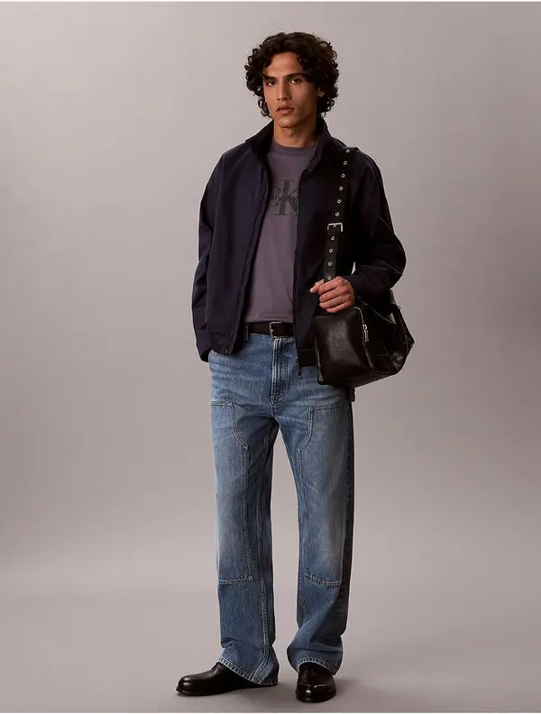 Calvin Klein Cotton Nylon Stand Collar Jacket - Dark Sapphire