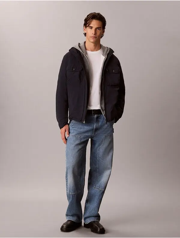 Calvin Klein Crinkle Nylon Hooded Puffer Jacket - Dark Sapphire