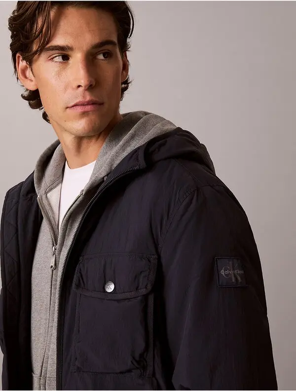 Calvin Klein Crinkle Nylon Hooded Puffer Jacket - Dark Sapphire