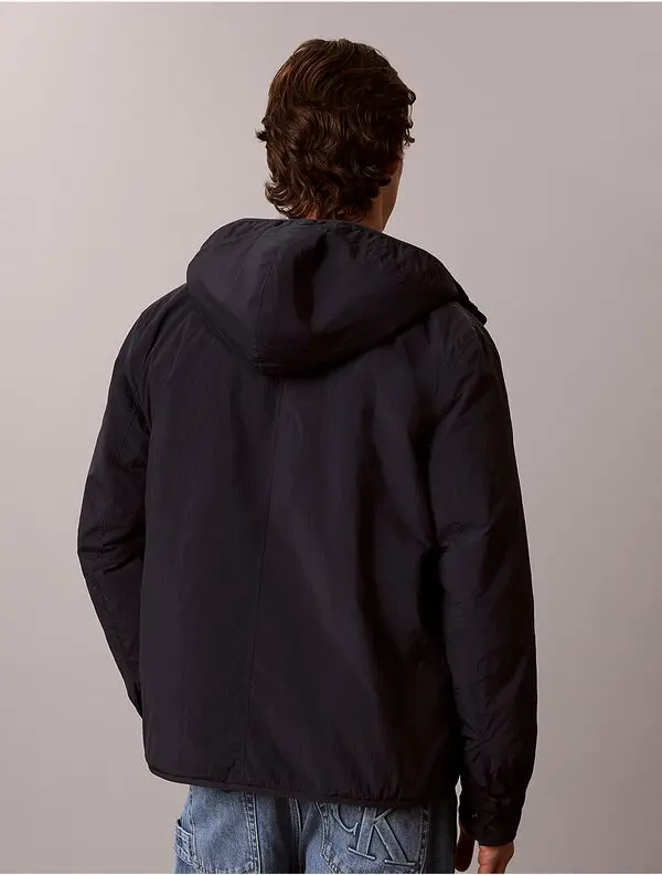 Calvin Klein Crinkle Nylon Hooded Puffer Jacket - Dark Sapphire