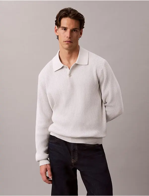 Calvin Klein Cotton Relaxed Polo Sweater