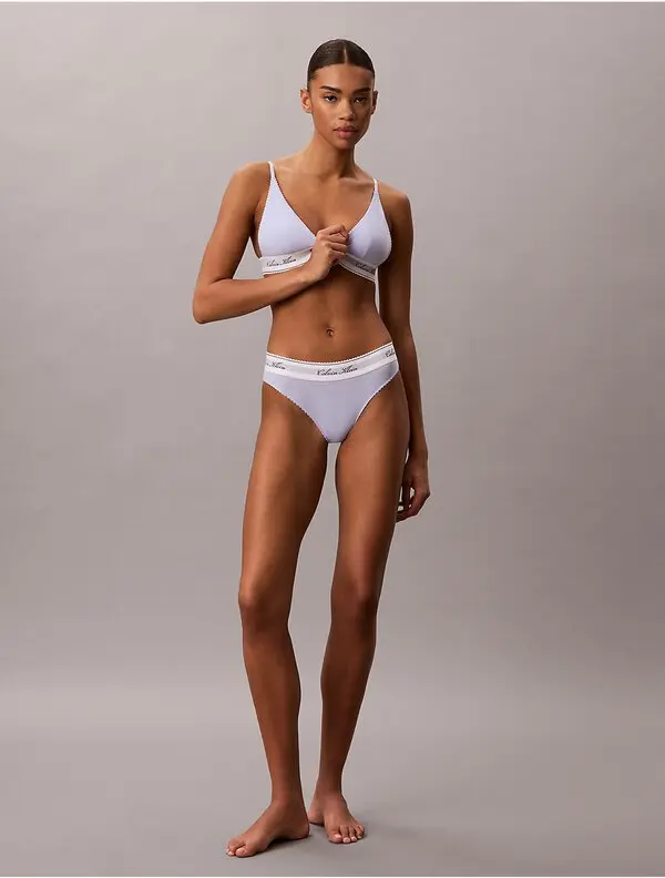 Calvin Klein Icon Cotton Modal Script Thong - Amethyst Cream