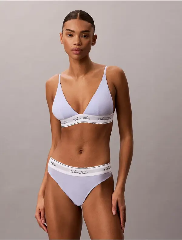 Calvin Klein Icon Cotton Modal Script Thong - Amethyst Cream