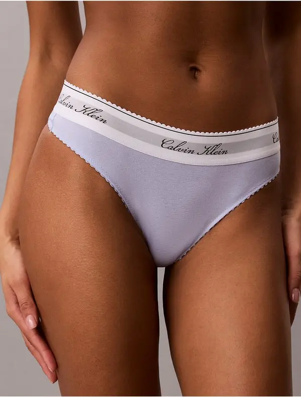 Calvin Klein Icon Cotton Modal Script Thong - Amethyst Cream