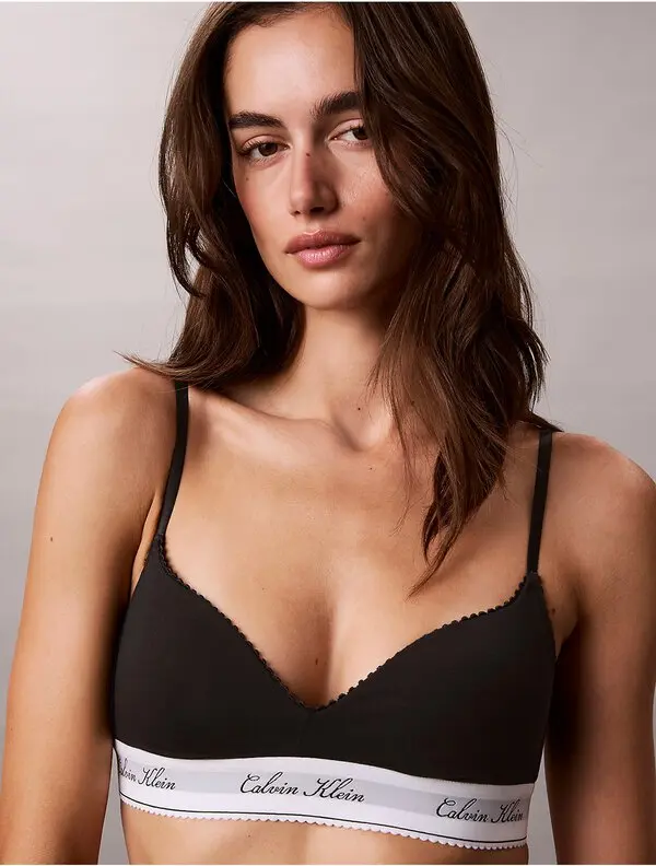 Calvin Klein Icon Cotton Modal Script Bralette - Black