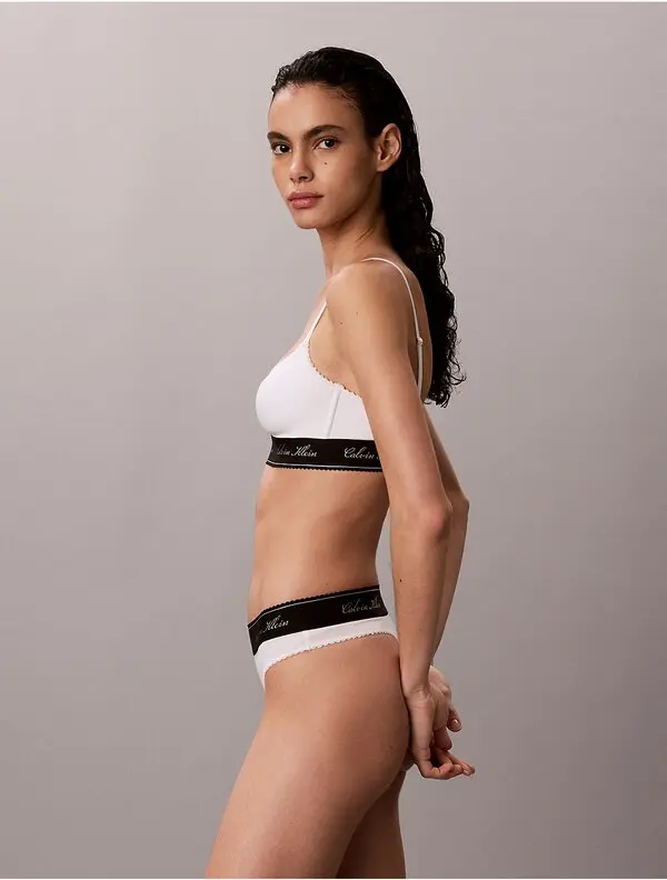 Calvin Klein Icon Cotton Modal Script Bralette - White