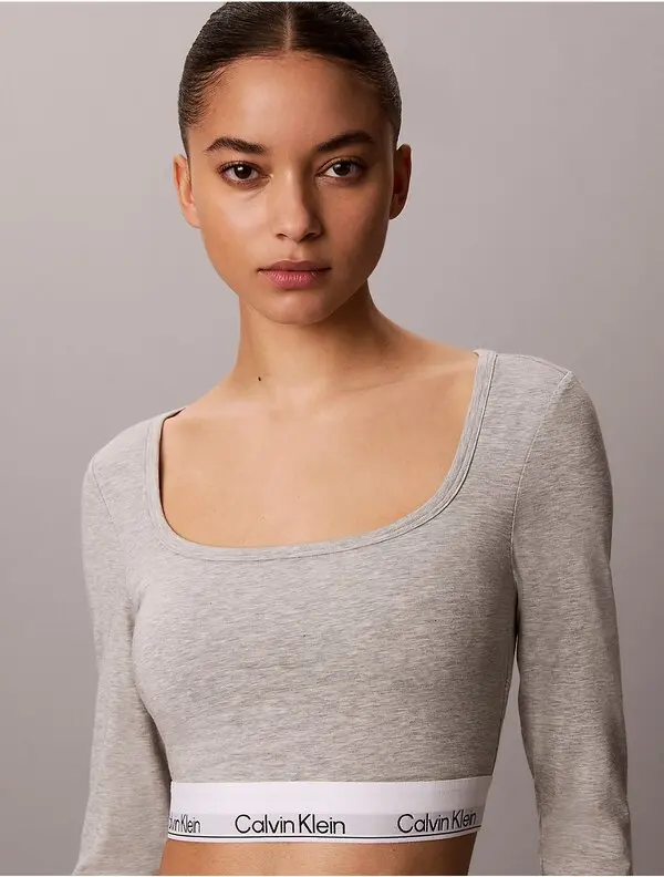 Calvin Klein Icon Cotton Modal Lightly Lined T-shirt Bralette - Grey Heather