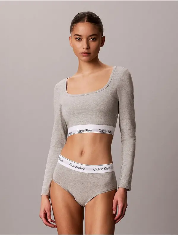 Calvin Klein Icon Cotton Modal Lightly Lined T-shirt Bralette - Grey Heather