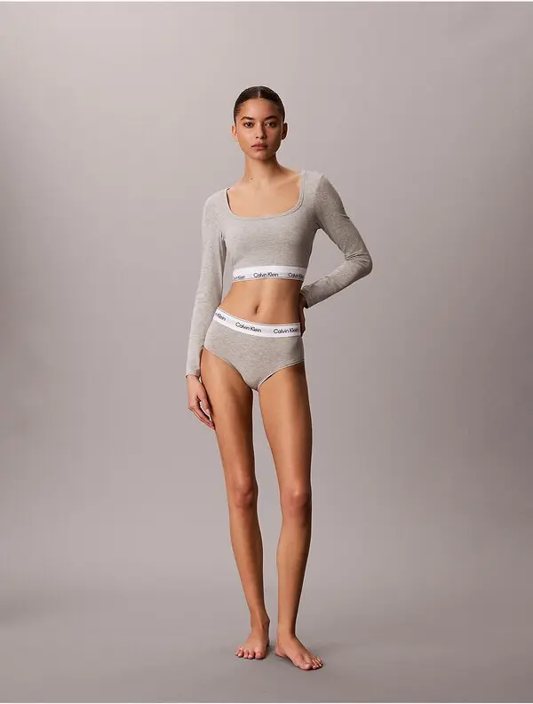 Calvin Klein Icon Cotton Modal Lightly Lined T-shirt Bralette - Grey Heather