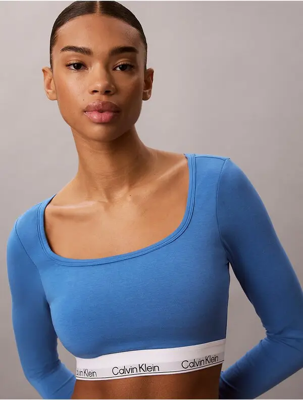 Calvin Klein Icon Cotton Modal Lightly Lined T-shirt Bralette - Poseidon Blue