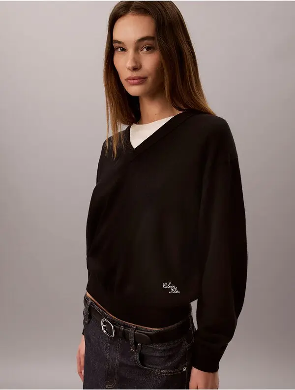 Calvin Klein Dual Layer Relaxed Sweater - Black