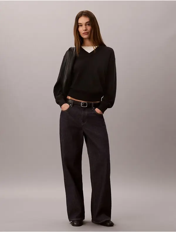 Calvin Klein Dual Layer Relaxed Sweater - Black