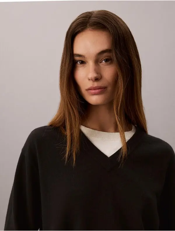 Calvin Klein Dual Layer Relaxed Sweater - Black