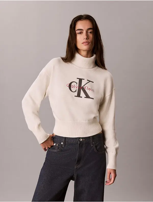 Calvin Klein Monologo Turtleneck Sweater - Tofu