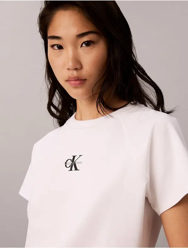Calvin Klein Monologo Interlock Cropped Tee - Bright White