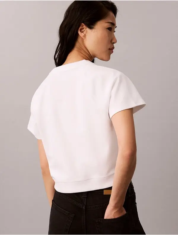Calvin Klein Monologo Interlock Cropped Tee - Bright White