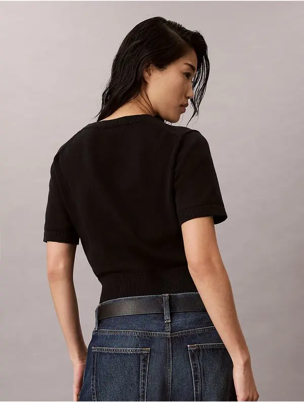 Calvin Klein Monologo Short Sleeve Sweater - Black