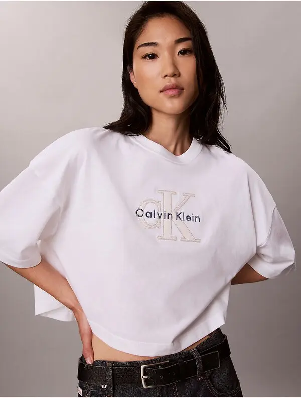 Calvin Klein Denim Monologo Boxy T-shirt - Bright White