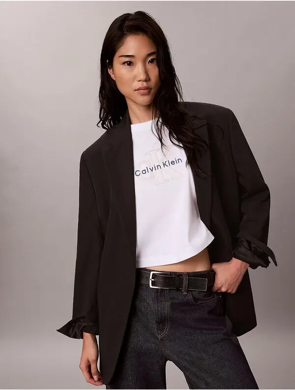 Calvin Klein Denim Monologo Boxy T-shirt - Bright White