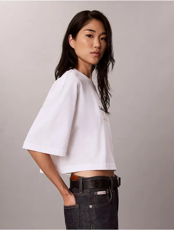 Calvin Klein Denim Monologo Boxy T-shirt - Bright White