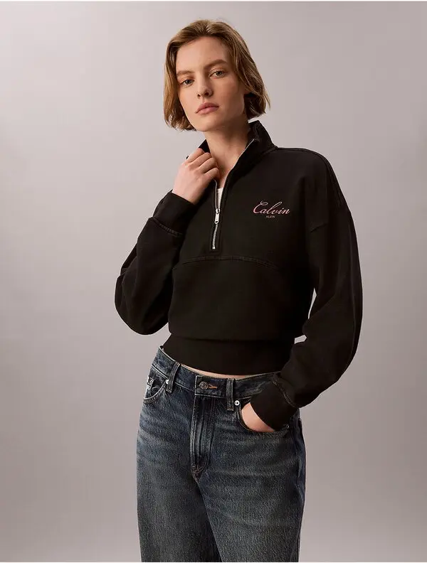 Calvin Klein French Terry Zip Sweatshirt - Black