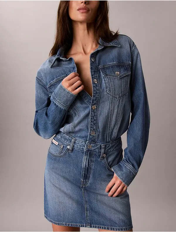 Calvin Klein Denim Mini Trucker Dress