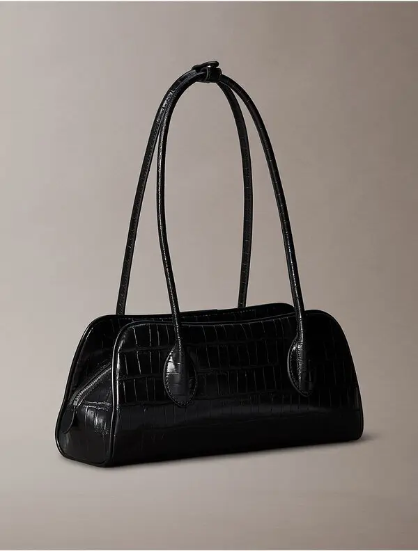Calvin Klein Emblem Logo Crocodile Shoulder Bag - Black