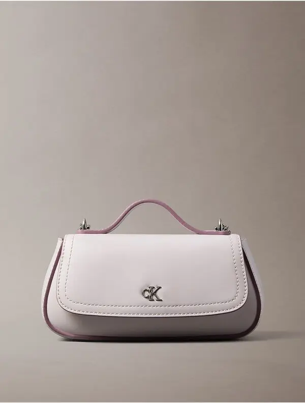 Calvin Klein Monogram Crossbody Bag With Top Handle - Gray Lilac