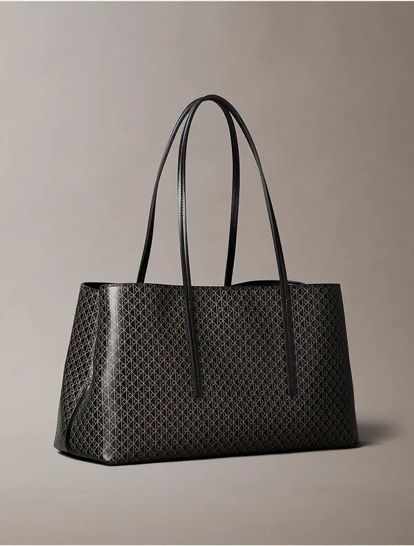 Calvin Klein Allover Emblem Logo Tote Bag - Black