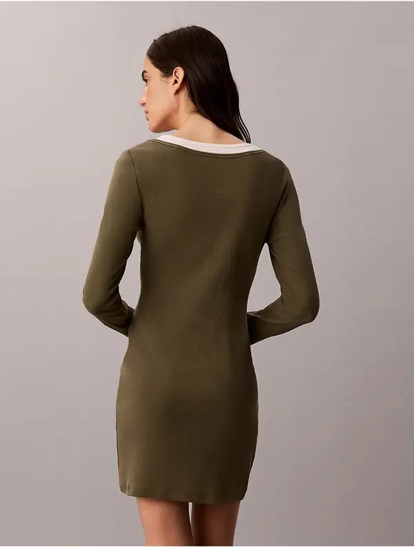 Calvin Klein Graphic Rib Mini Dress - Olive Night