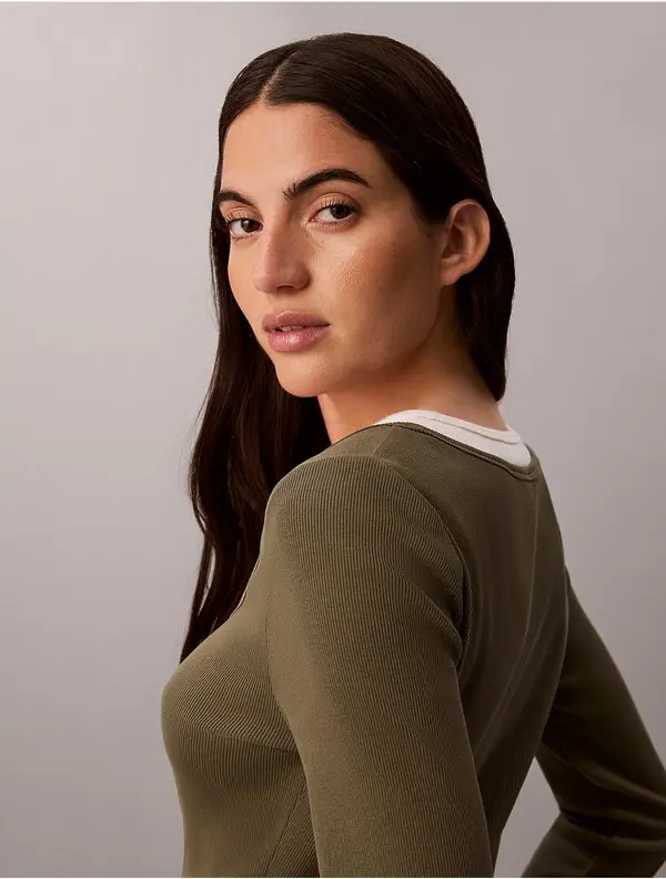 Calvin Klein Graphic Rib Mini Dress - Olive Night