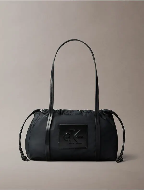 Calvin Klein Embossed Monologo Satchel Bag - Black