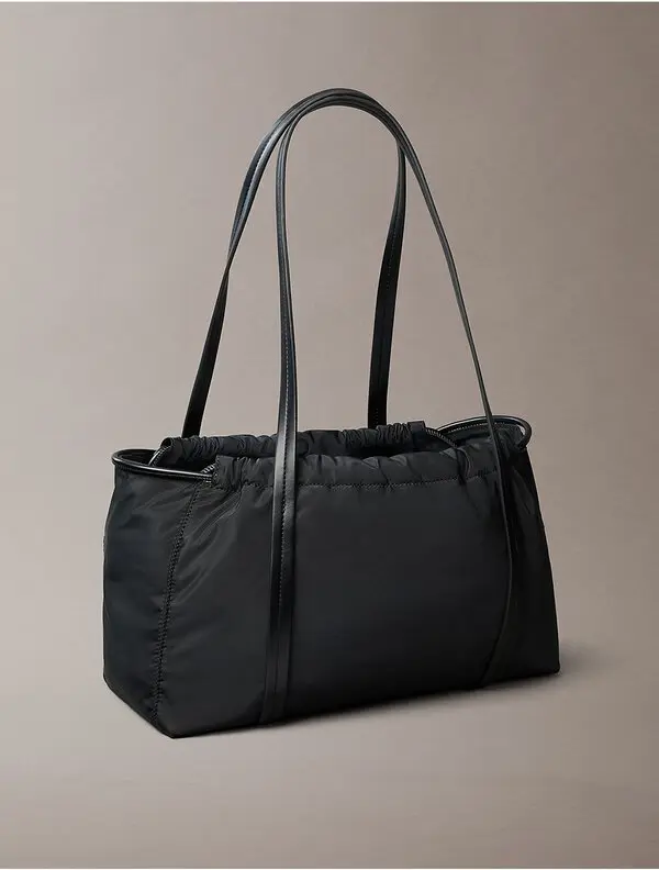 Calvin Klein Embossed Monologo Satchel Bag - Black