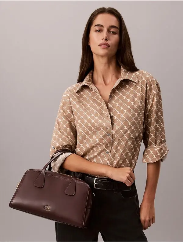 Calvin Klein Monogram Hardware Bowling Bag - Fudge