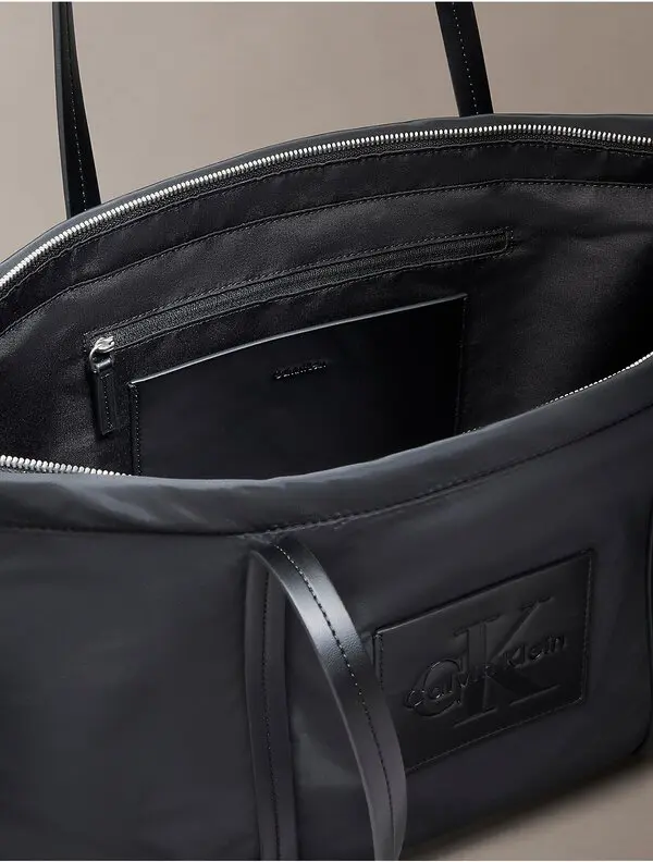 Calvin Klein Embossed Monologo Tote Bag - Black