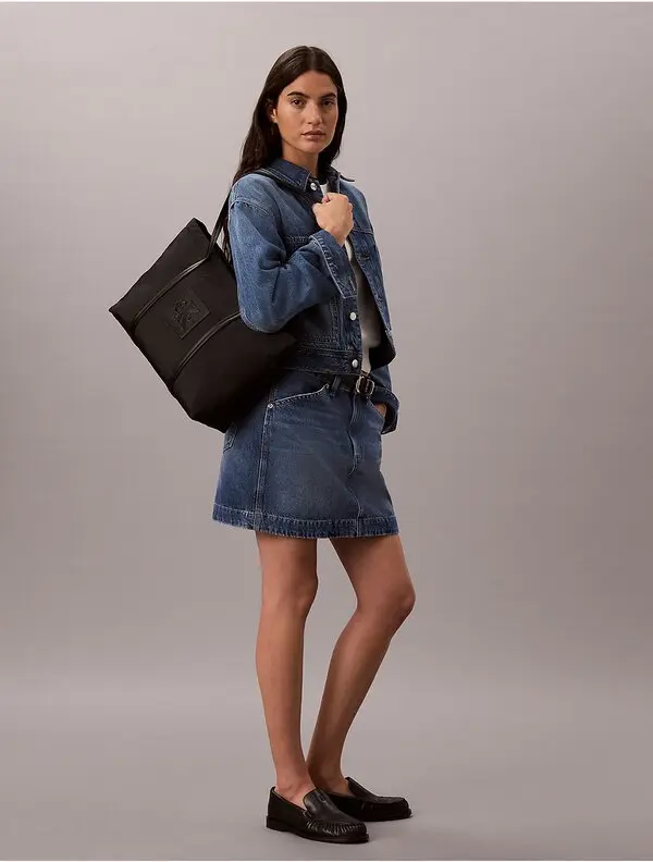 Calvin Klein Embossed Monologo Tote Bag - Black