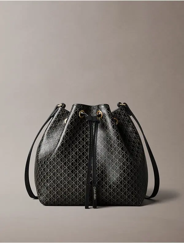 Calvin Klein Emblem Logo Drawstring Bucket Bag