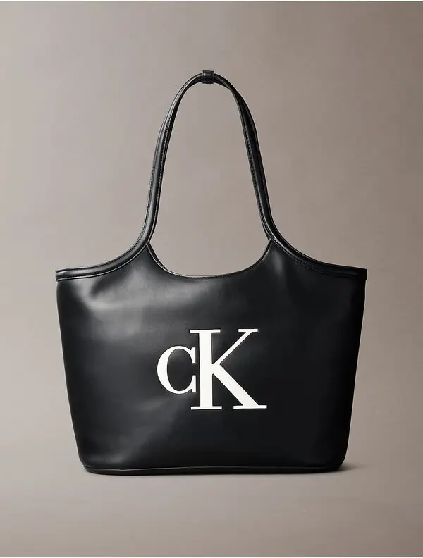 Calvin Klein Embossed Monogram Tote Bag - Black/white