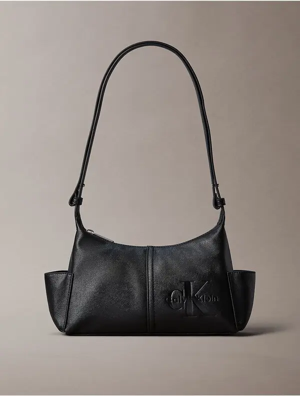 Calvin Klein Embossed Monologo Crossbody Bag - Black