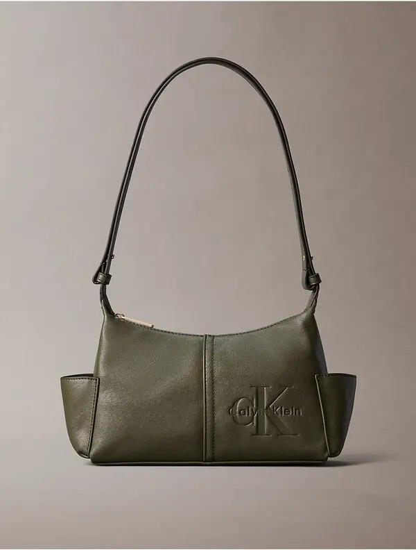 Calvin Klein Embossed Monologo Crossbody Bag - Olive Night
