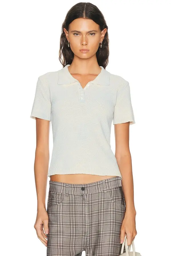 MAISON MARGIELA Stamped Cotton Polo Top In In Blue - Pale Blue