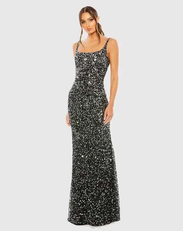 Mac Duggal Petite Sequin Low Back Gown