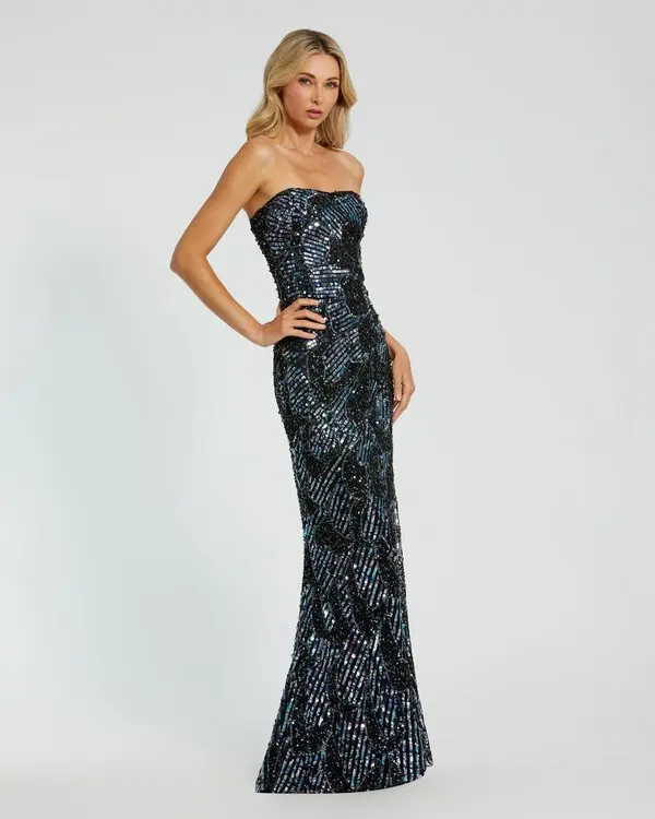 Mac Duggal Color Sequin Strapless Column Gown