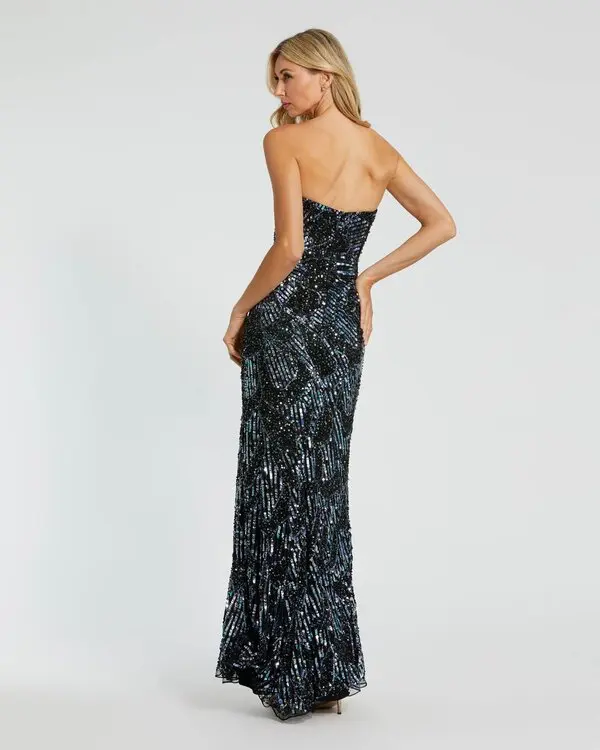 Mac Duggal Color Sequin Strapless Column Gown
