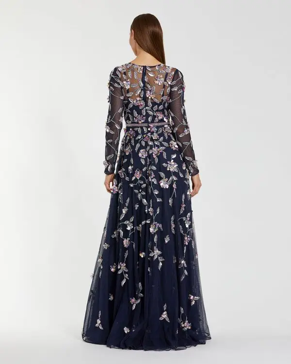 Mac Duggal Petite Floral Embellished Evening Gown