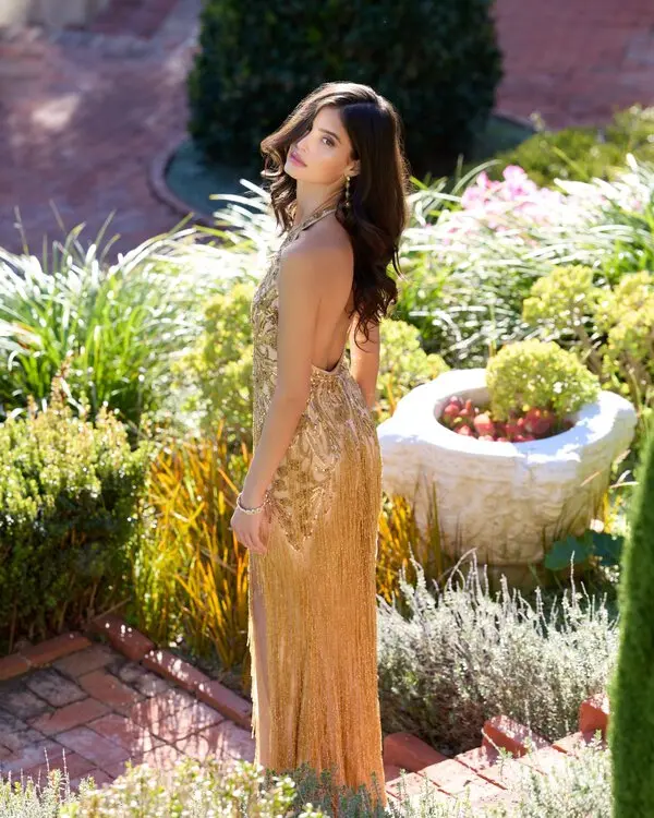 Mac Duggal Embellished Halter Gown With Beaded Fringe