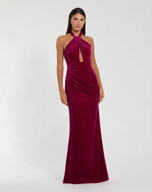 Mac Duggal Velvet Draped Gown